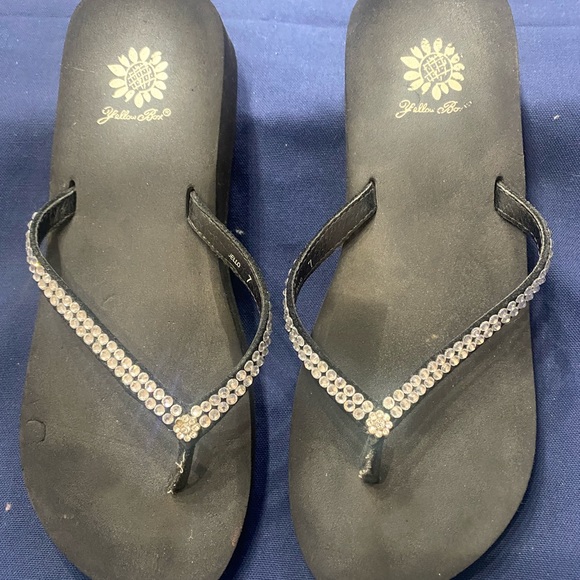 Yellow Box | Shoes | Yellow Box Rhinestone Flip Flops | Poshmark